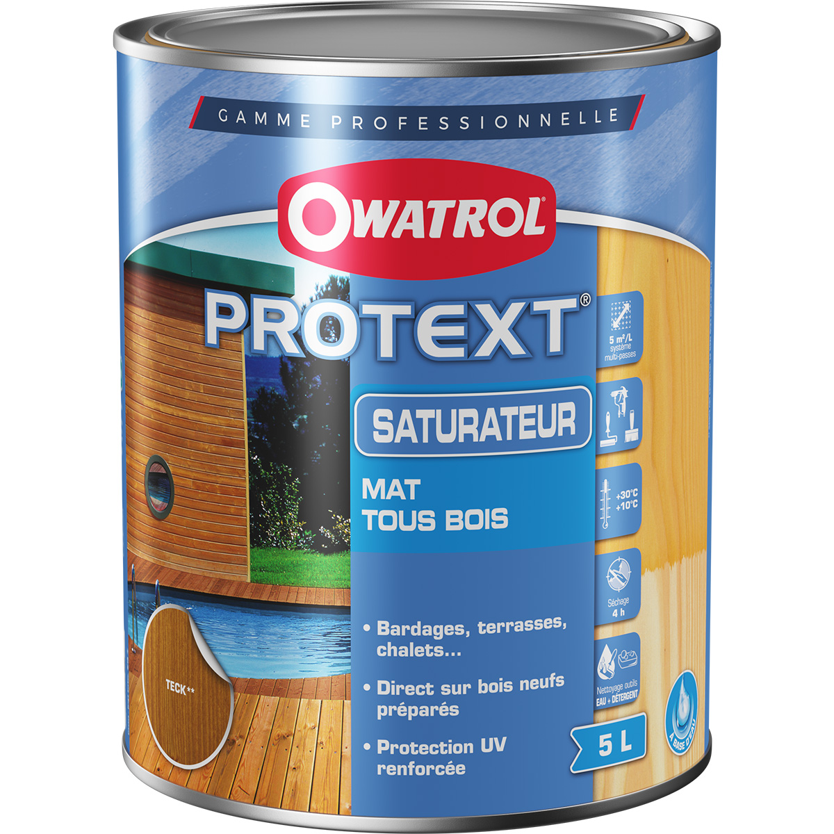 Saturateur mat phase aqueuse teinte teck 5l - AC BOIS